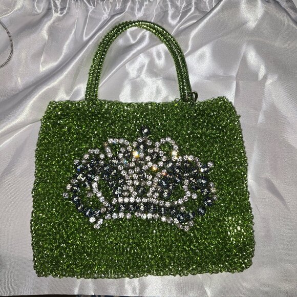 Bags | Anteprima Wire Purse Verde With A Jeweled Crown Design On Front ...
